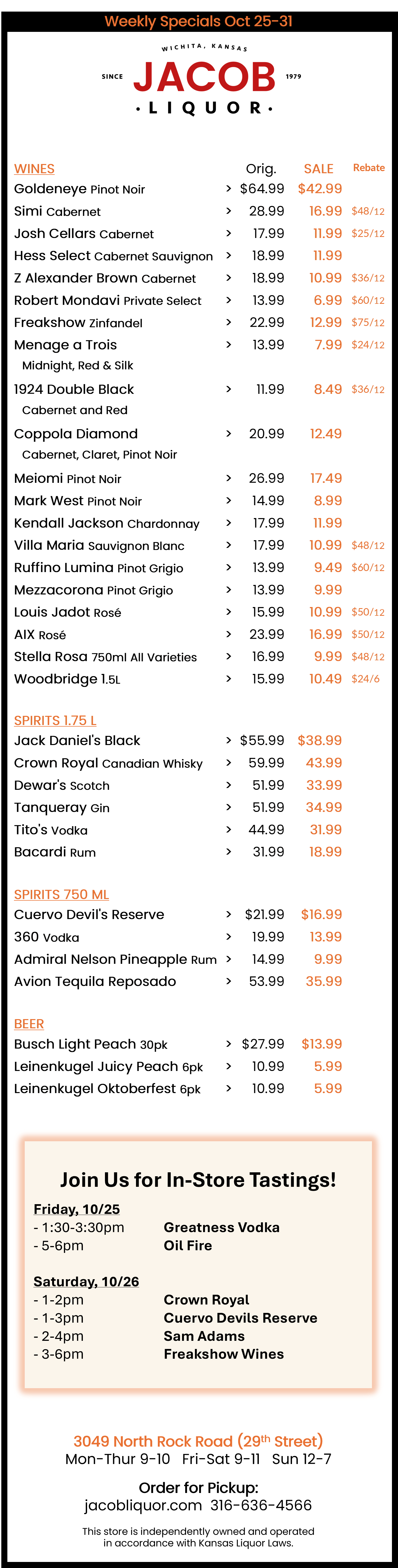 Jacob Liquor Weekly Specials! - Jacob Liquor Exchange Wichita KS ...