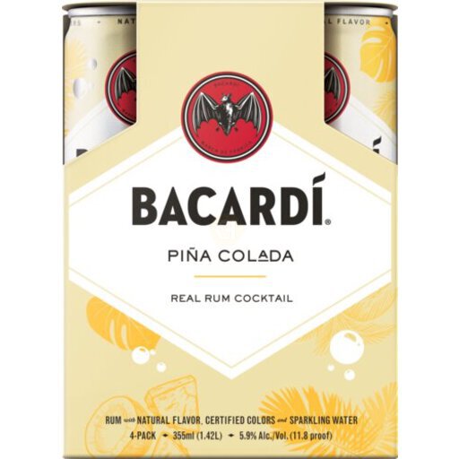 Bacardi Cocktails Pina Colada RTD Cocktail Cans 12OZ - Ryann's Wines ...